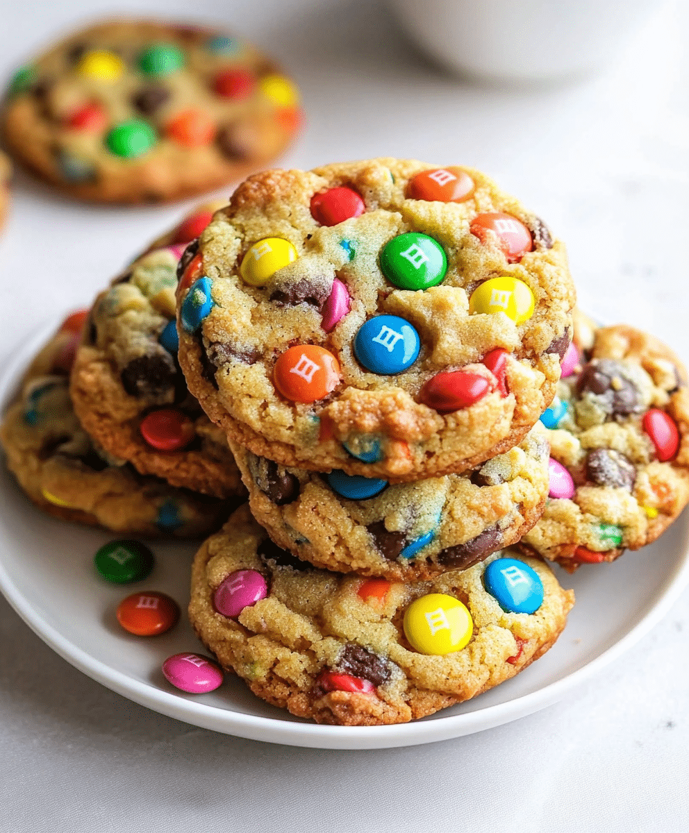 Rainbow M&M Cookies Recipe - simplerecipee.com