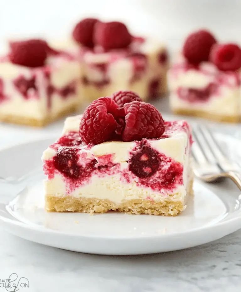 White Chocolate Raspberry Cheesecake Bars Recipe - simplerecipee.com