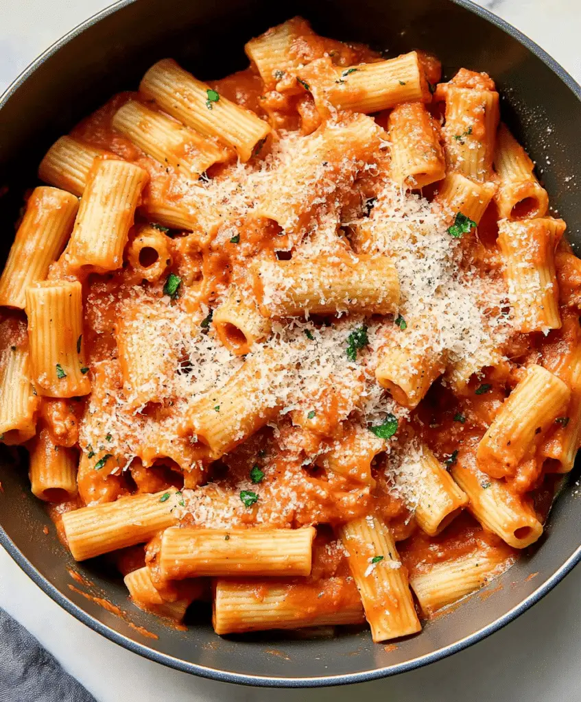 Creamy Tomato Rigatoni Pasta Recipe - simplerecipee.com