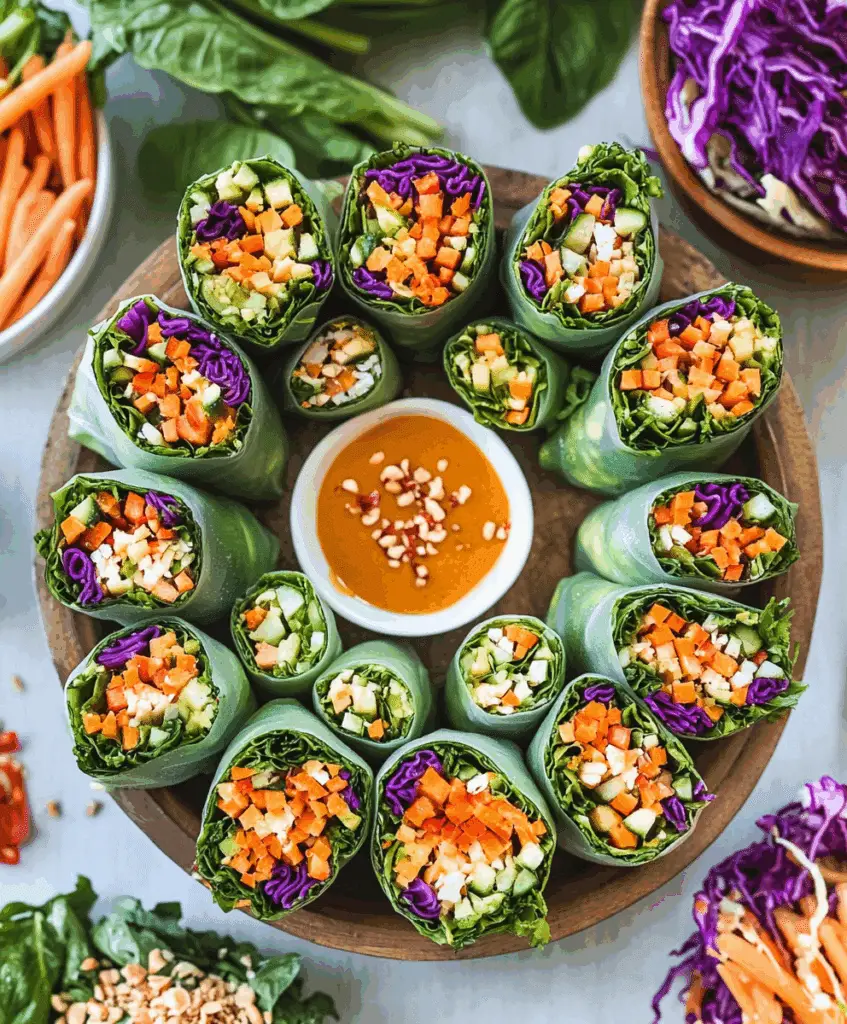 Vegetable Spring Rolls With Peanut Sauce Recipe - simplerecipee.com